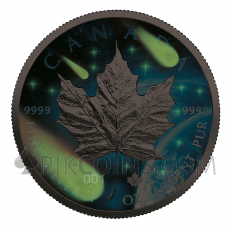 Maple Leaf 5$ 2021 - Glowing Galaxy Coin - Modern numismatic coins ...