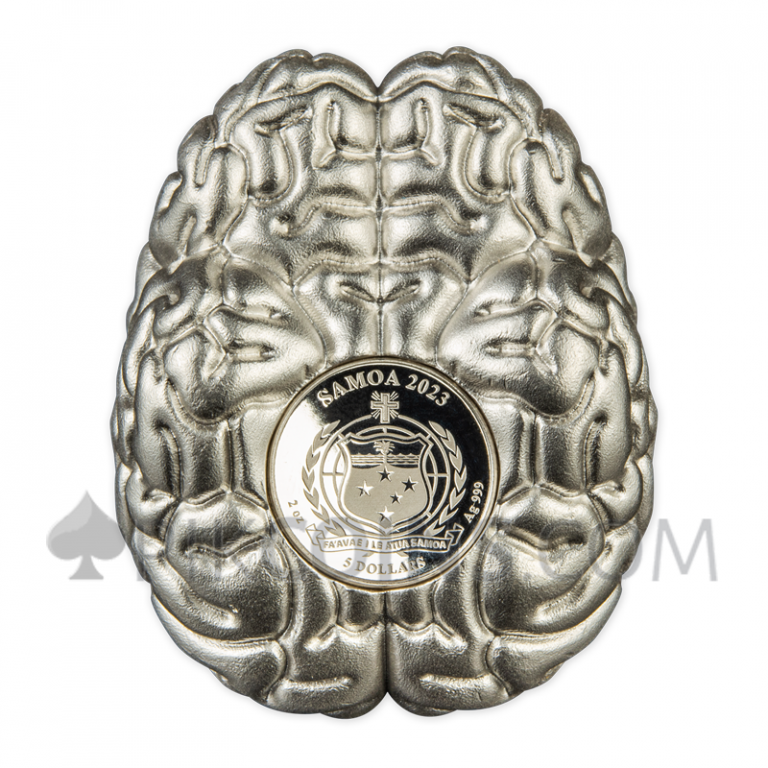 Brain 3D shaped silver coin 5$ 2oz Samoa 2023 Coin - Modern numismatic ...