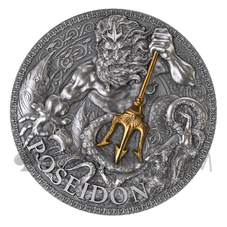 Poseidon - The Great Greek Mythology 3000 Francs CFA 3oz Republic of ...