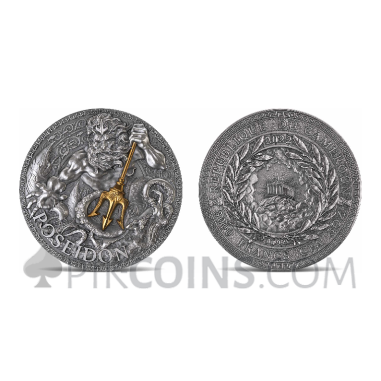 Poseidon - The Great Greek Mythology 3000 Francs CFA 3oz Republic of ...