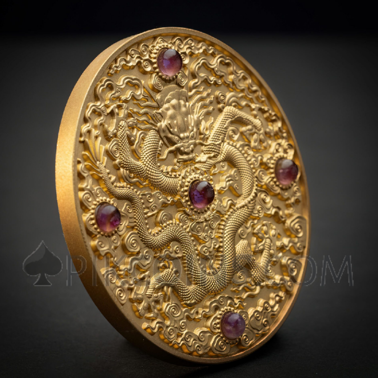 Qing Dynasty - Chinese Dragon Art - Gold Plated 5$ 2oz Niue 2023 Coin ...