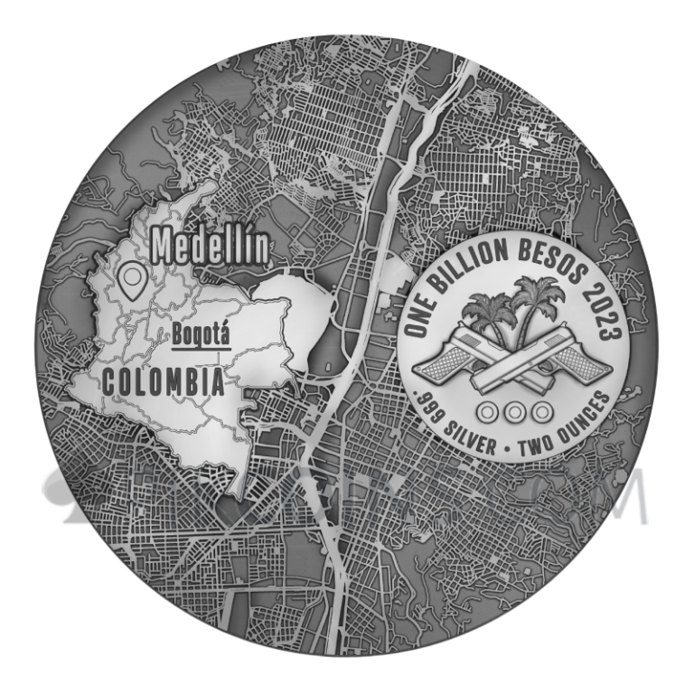 Pablo Escobar 1 Billion Besos 2oz 2023 Coin - Modern numismatic coins ...